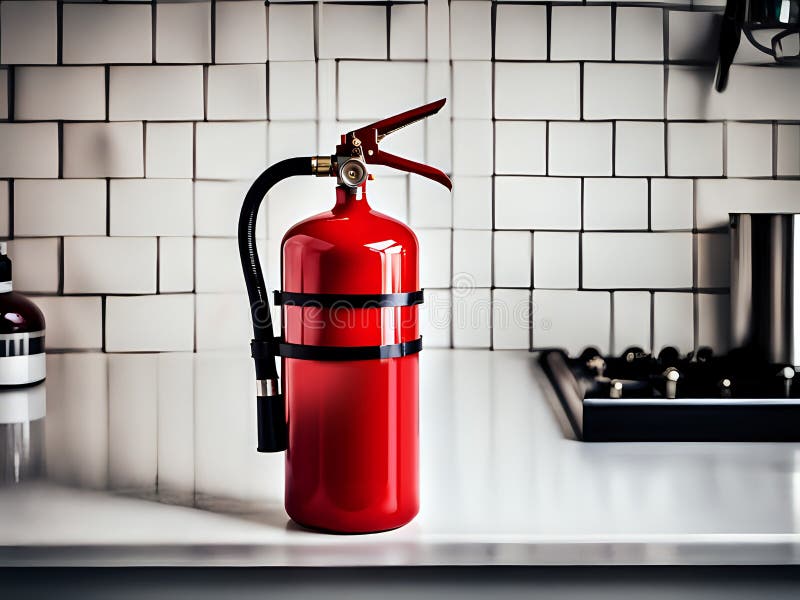 Fire Extinguisher Mounted on a Kitchen Platform in a Modern and Elegant ...