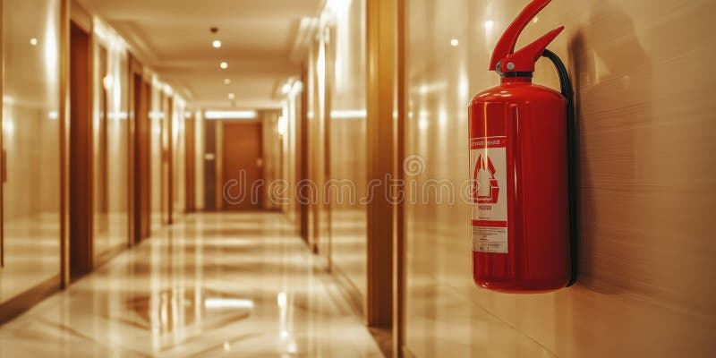Fire Extinguisher Mounted Wall Hotel Corridor Modern Lighting Stock ...