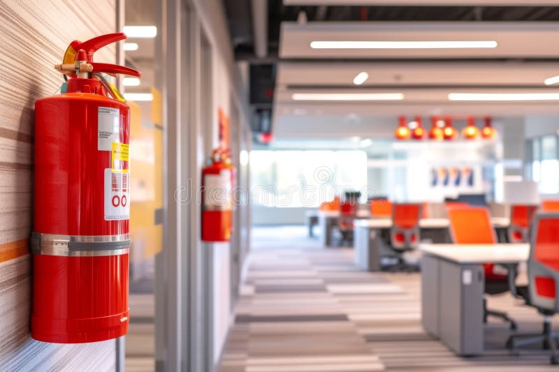 Fire Extinguisher on Office Wall Stock Image - Image of inspection ...