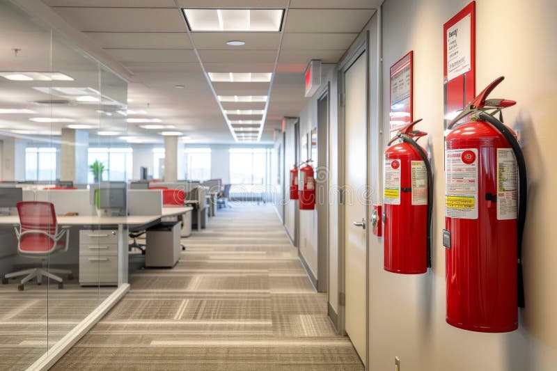 Fire Extinguisher on Office Wall Stock Photo - Image of generated ...