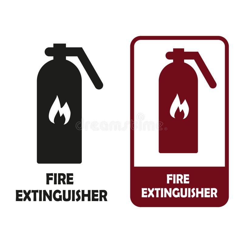 FIRE EXTINGUISHER. Safety Device Icon. Bold Firefighting Label. Vector ...