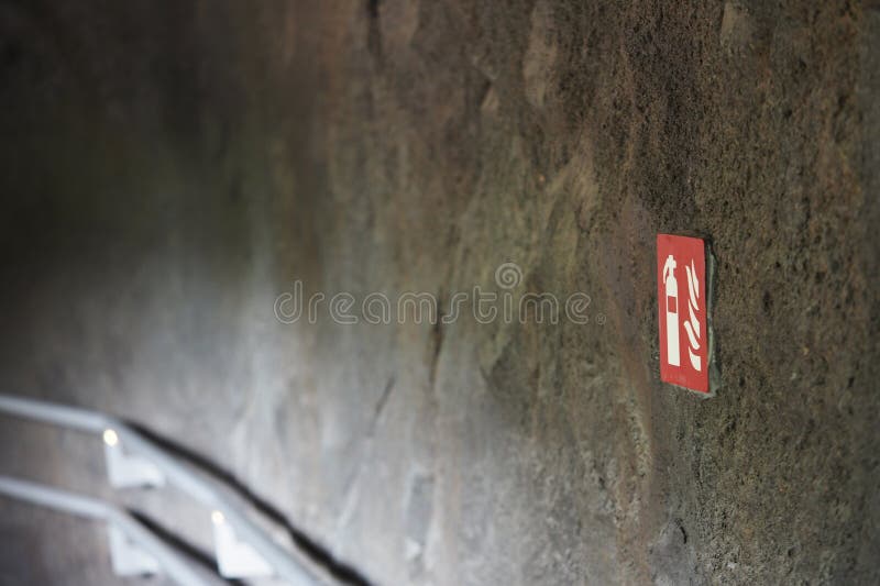 Fire Extinguisher Safety Sign on a Rustic Textured Concrete Wall Stock ...