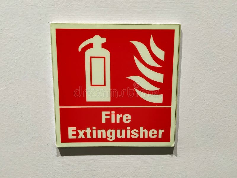 Fire Extinguisher Safety Sign in a Shopping Mall Stock Photo - Image of ...