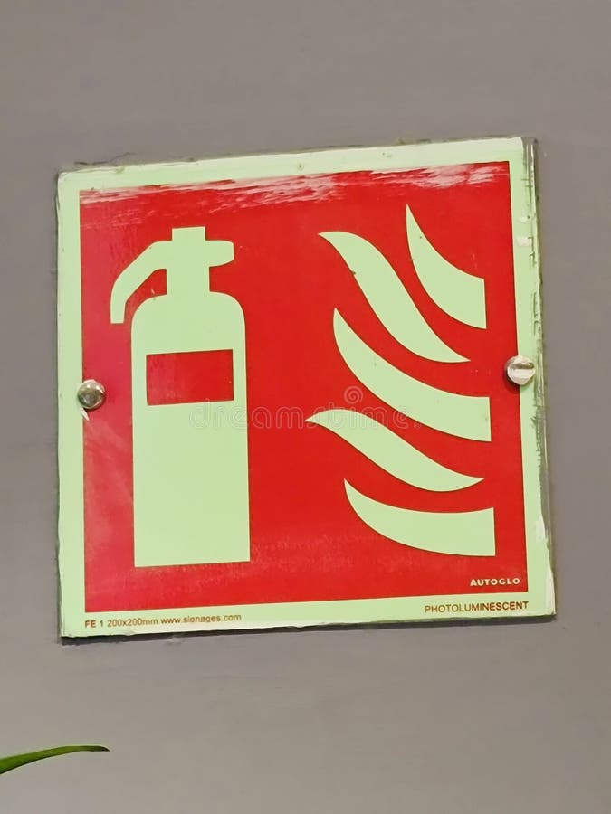Fire Extinguisher Sign Emergency Sign on the Wall Stock Photo - Image ...