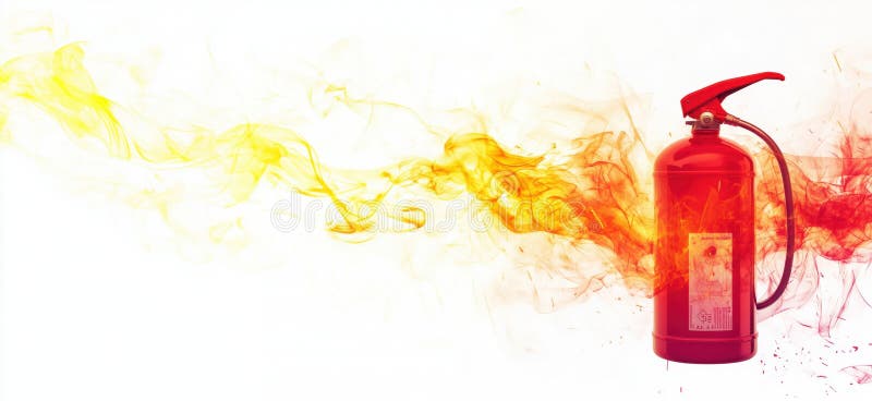 Fire Extinguisher with Vibrant Flames and Smoke, Symbolizing Fire ...