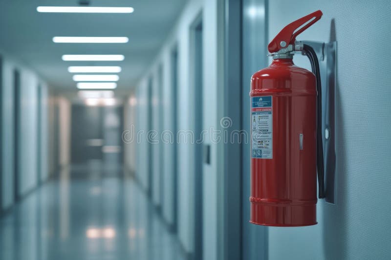 Fire Extinguisher on Wall stock photo. Image of design - 375549526