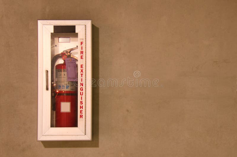 Fire Extinguisher Case in a Wall. Stock Photo - Image of flame ...