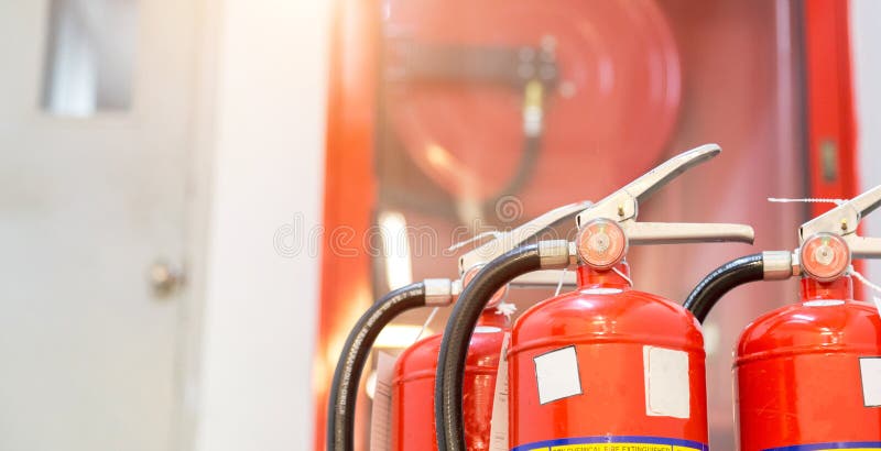 Fire Extinguishers Available in Fire Emergencies Stock Photo - Image of ...