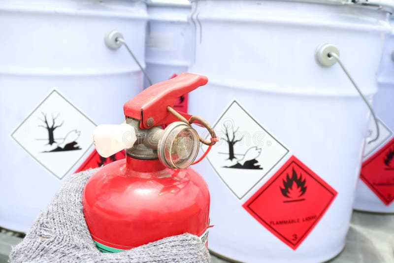 Fire Extinguishers and Flammable Chemical, Industrial Flammable ...