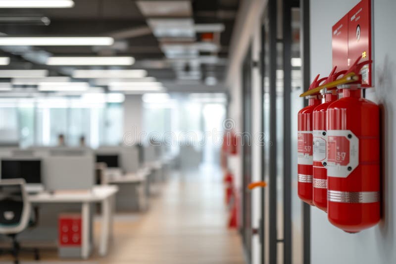 Fire Extinguisher on Office Wall Stock Photo - Image of generated ...