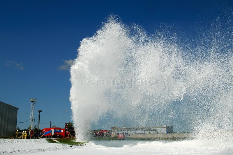 A Large Jet of Fire Extinguishing Foam. Stock Image - Image of ...