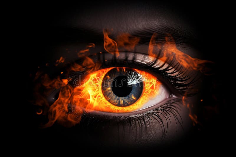 Fire Eye Created with Ai Technology Stock Photo - Image of close ...