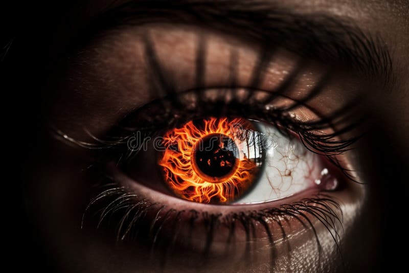 Fire Eye Created with Ai Technology Stock Photo - Image of close ...