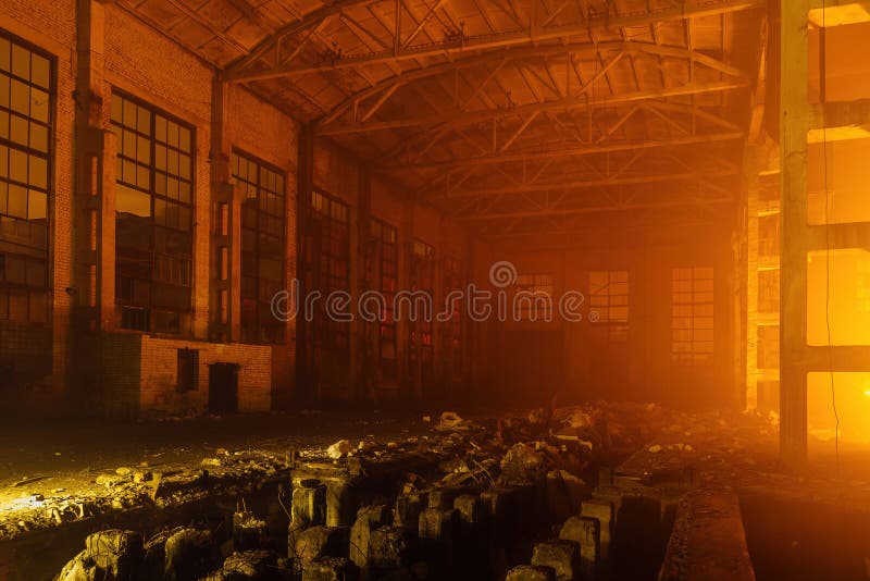 Fire in the Factory. Burned by Fire Industrial Building Stock Image ...