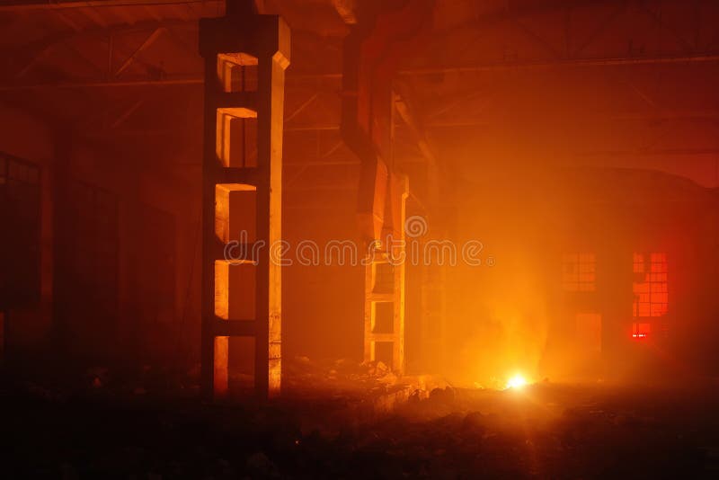 Fire in the Factory. Burned by Fire Industrial Building Stock Image ...