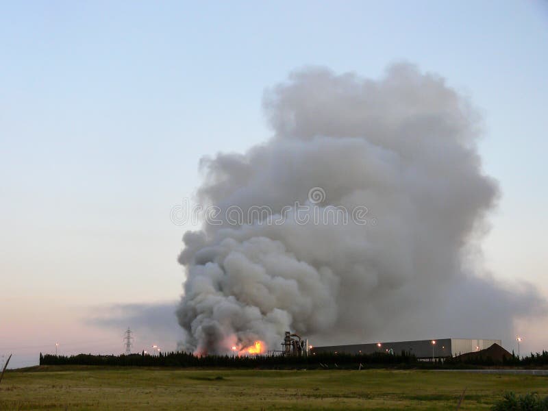 Fire at a factory stock photo. Image of ruin, panorama - 111728058