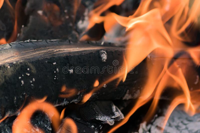 Fire Fame on Black Background Stock Photo - Image of orange, detail ...