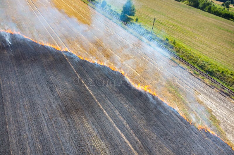Fire on the field stock image. Image of burn, outdoor - 57680959