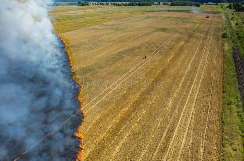 Fire on the field stock image. Image of land, farm, flame - 57681229