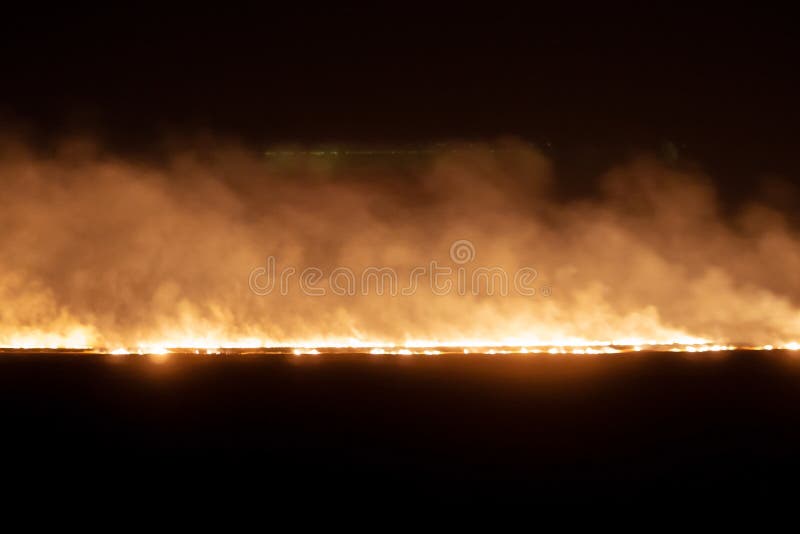 Fire on the Field, Burning Leftover Wheat Stock Image - Image of ...