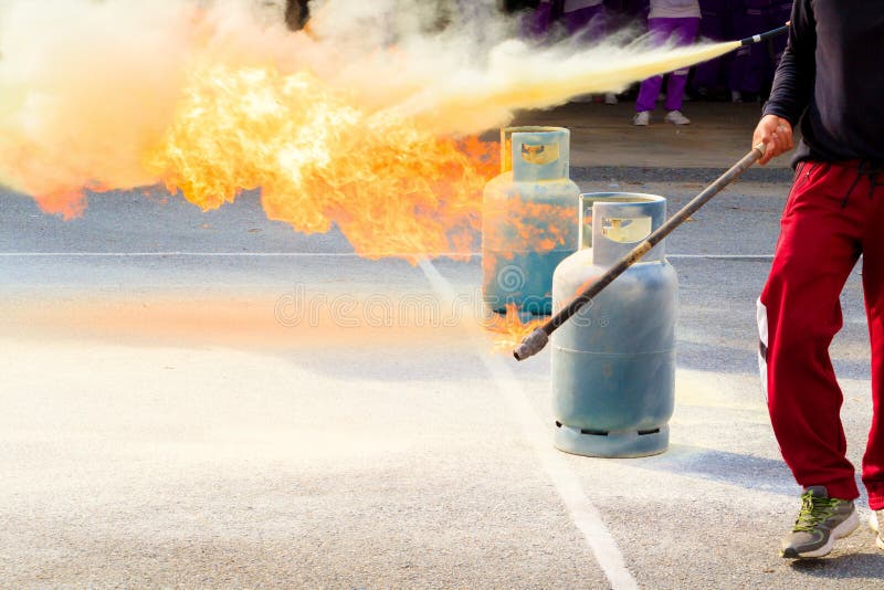 Fire Fighter Gas Tank during a Learning Training Exercise Stock Image ...