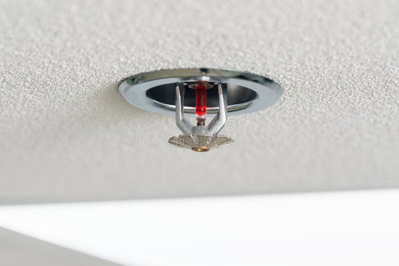 Fire Fighting Equipment, Sprinkler on White Ceiling Stock Image - Image ...