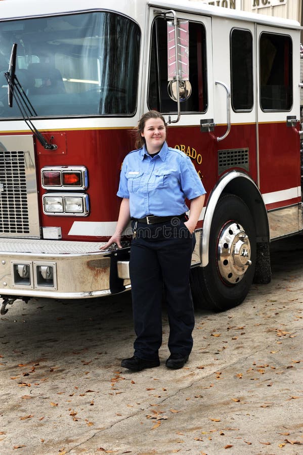 Attractive Fire Woman stock photo. Image of fireman, firewoman - 28730942