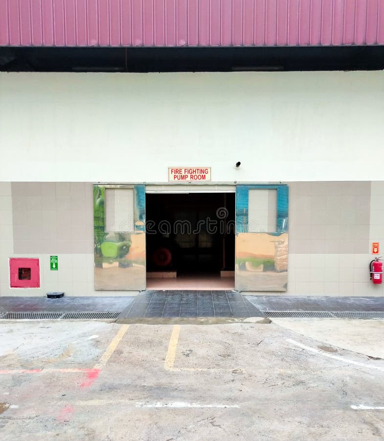 Fire Fighting Pump Room Door Open during Update Work Inside. Stock ...