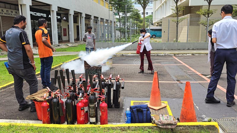 Fire Fighting Training with Extinguisher Editorial Stock Photo - Image ...