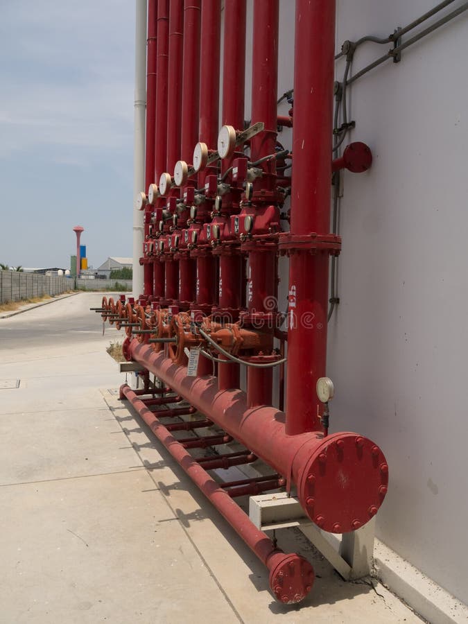 Fire Fighting Water Supply Pipeline System. Stock Image - Image of ...