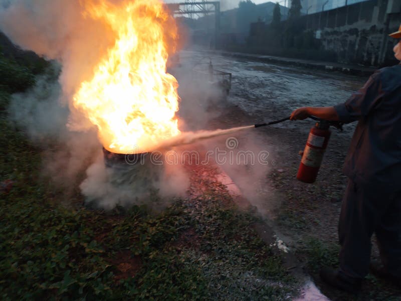 Fire figthing training stock image. Image of fire, employee - 263971309