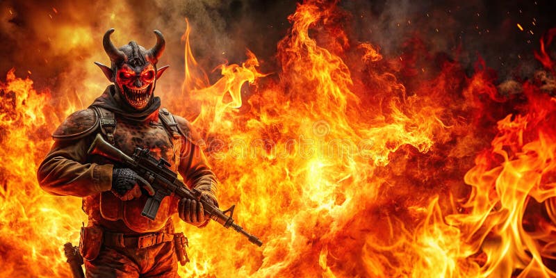 Fire in the Fire Fight Devil in the Hell Generative by AI Stock ...