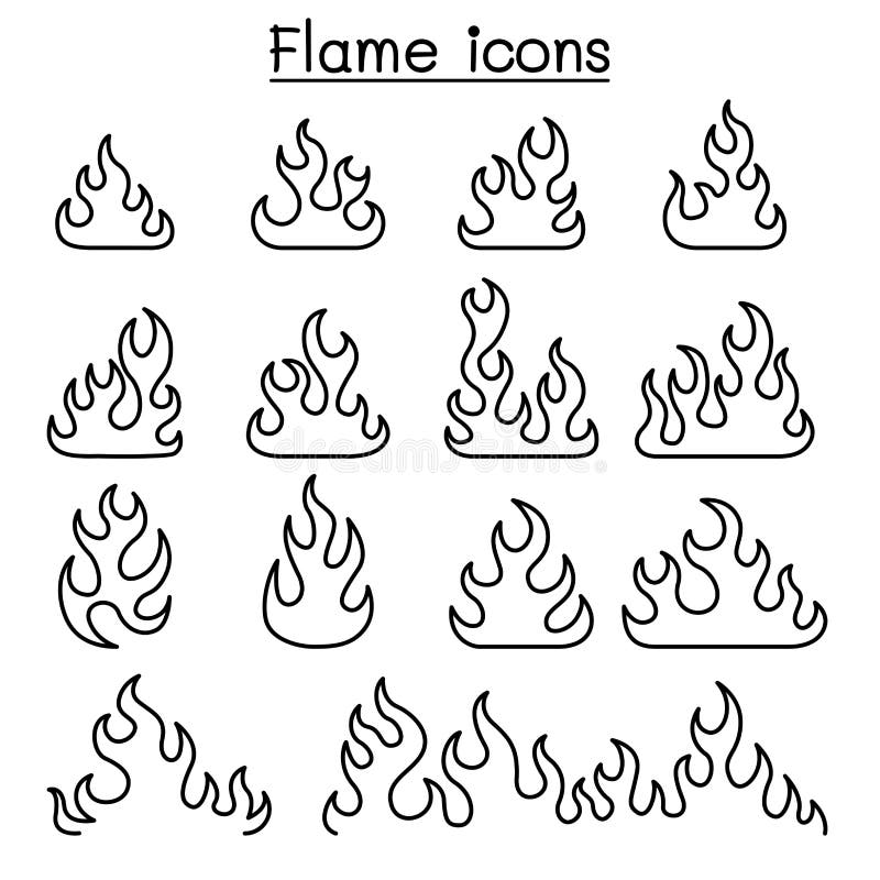 Fire, Flame Icon Set in Thin Line Style Stock Vector - Illustration of ... Fire, Flame Icon Set in Thin Line Style Stock Vector - Illustration of ...