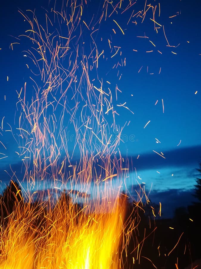 Fire fireflies stock photo. Image of grass, fire, evening - 92081122