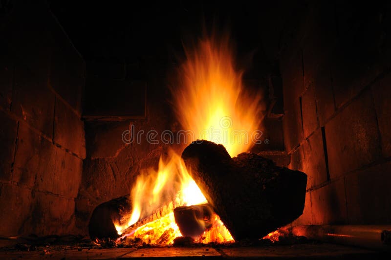 Fire in the Fireplace stock image. Image of comfort, fireplace - 7512245