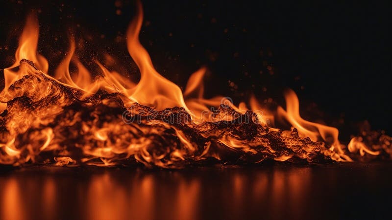 Fire in the Fireplace a Burning Texture with a Black Backdrop and a ...