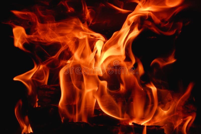 Fire in the Fireplace Close-up on a Long Exposure. Background Stock ...