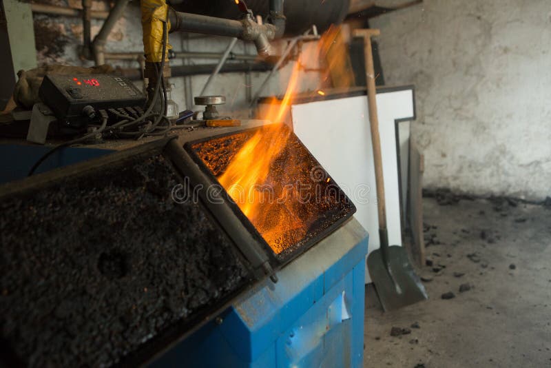 Fire in Fireplace. Close Up of Red Fire in Stove Stock Photo - Image of ...