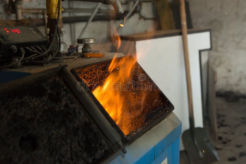 Fire in Fireplace. Close Up of Red Fire in Stove Stock Image - Image of ...
