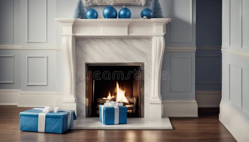 Fire in the Fireplace a Elegant Christmas with a Fireplace and a ...