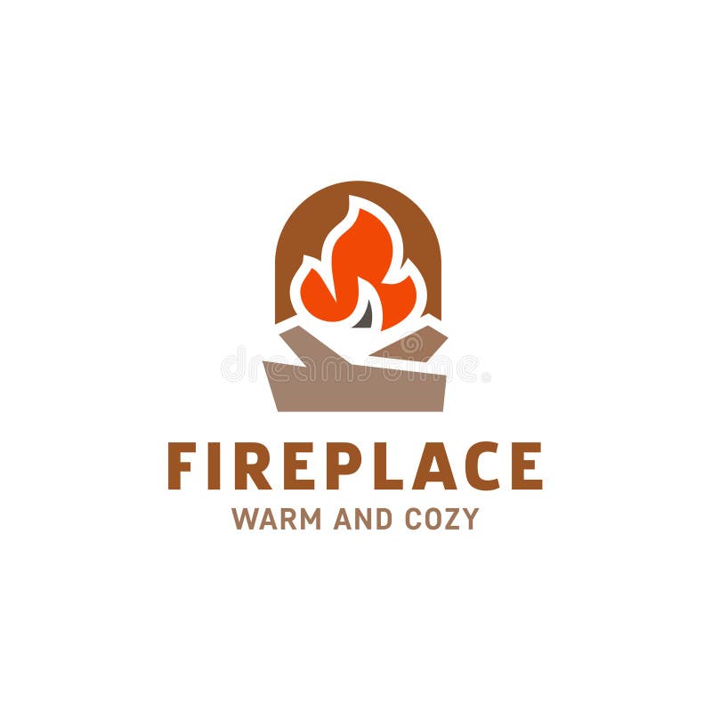 Fire in the Fireplace with Firewood Logo Illustration Flat Minimalist ...