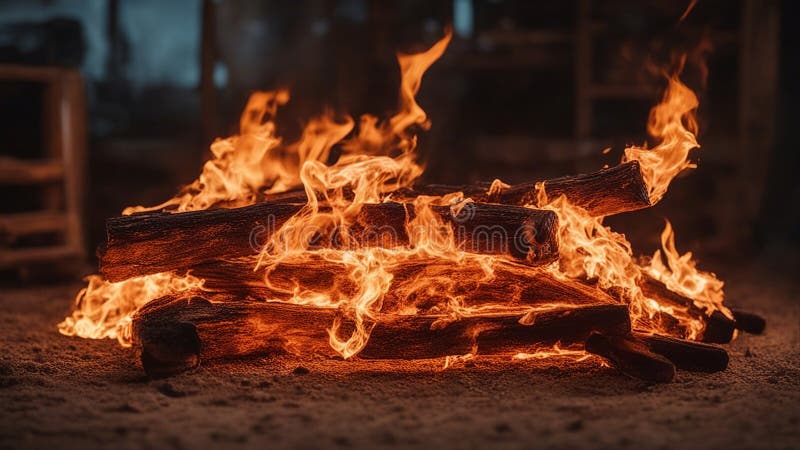 Fire in Fireplace a Frame of Fire with a Realistic Effect, Showing the ...