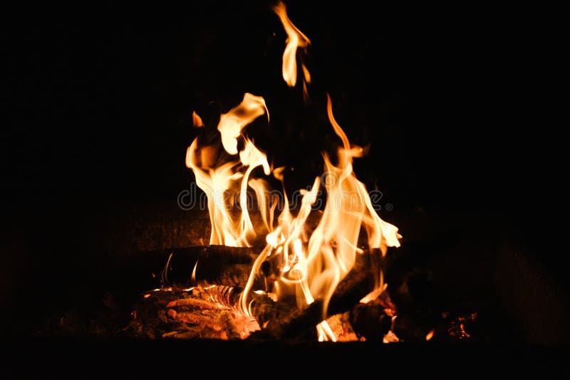 Fire in the Fireplace, Note Shallow Depth of Field Stock Photo - Image ...