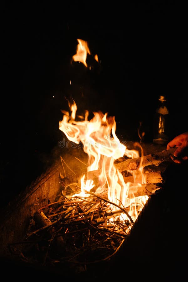 Fire in the Fireplace, Note Shallow Depth of Field Stock Image - Image ...