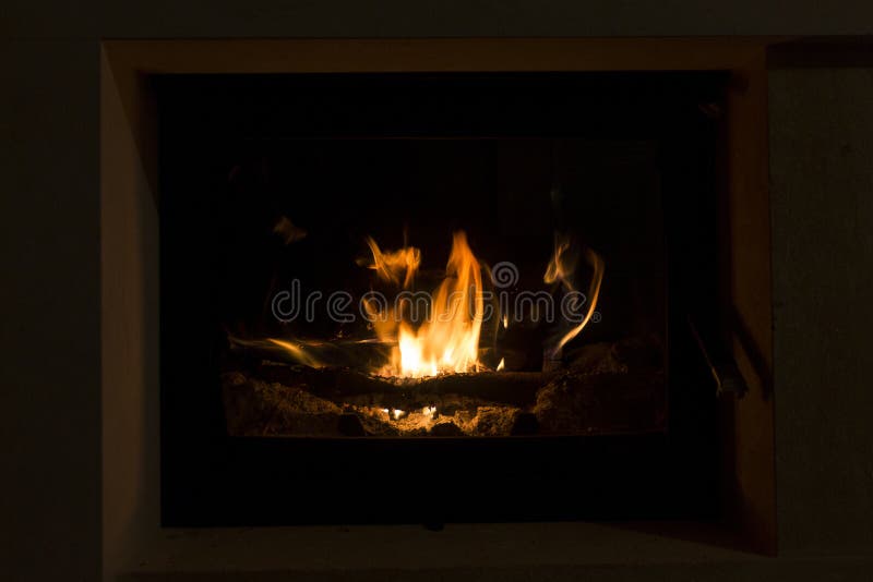 Fire in the Fireplace. Warm House. Stock Image - Image of contrast ...