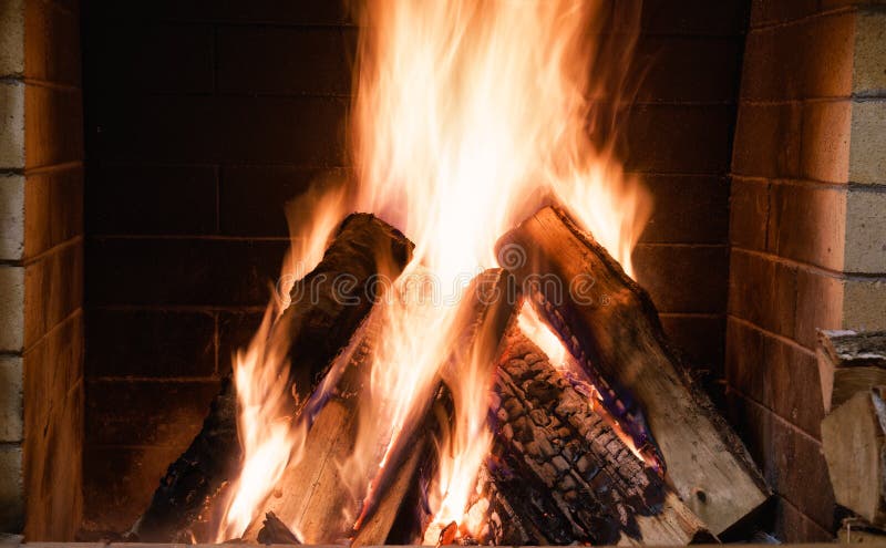 Fire in the Fireplace ,winter Vacation,in Coutry House Stock Photo ...