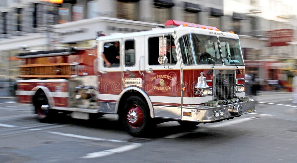 Fire - Firetruck on Rush in San Francisco Editorial Stock Photo - Image ...
