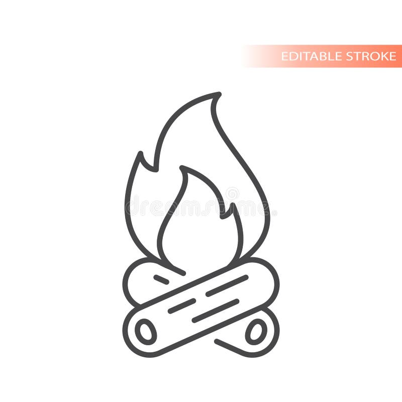 Fire and Firewood Line Vector Icon Stock Vector - Illustration of ...