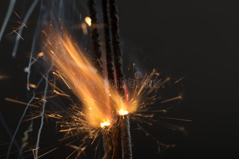 Fire and firework sparks stock photo. Image of glowing - 260061178