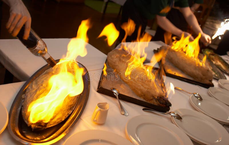 Fire on a fish stock photo. Image of flame, fish, prepared - 5993314